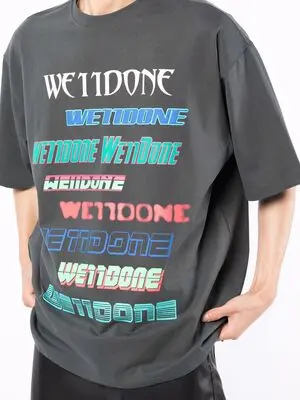 We11Done Oversize Logo-print T-shirt - Grey