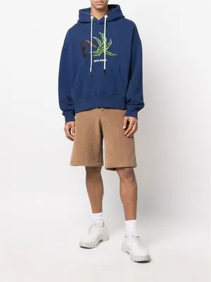 Palm Angels Broken Palm Logo Hoodie - Blue
