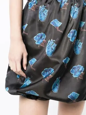 UNDERCOVERISM Flora-print Silk Skirt