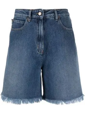 Moschino High-rise Straight-leg Denim Shorts - Blue