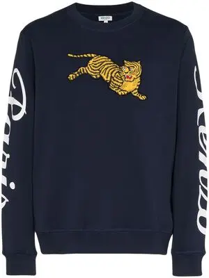 Kenzo Jumping Tiger Embroidered Sweatshirt - Blue