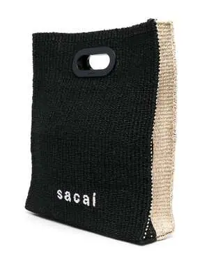 Sacai Logo-embroidered Woven Tote