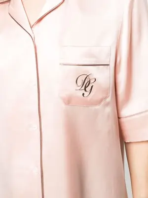 Dolce & Gabbana Logo-embroidered Pyjama-style Shirt - Pink