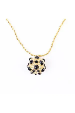 KENNETH JAY LANE Cabochon Chain Necklace - Black