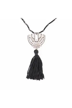 KENNETH JAY LANE Tassel Deco Necklace - Black