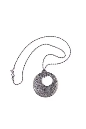 KENNETH JAY LANE Hematite Pave Disc Necklace - Natural