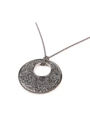 KENNETH JAY LANE Hematite Pave Disc Necklace