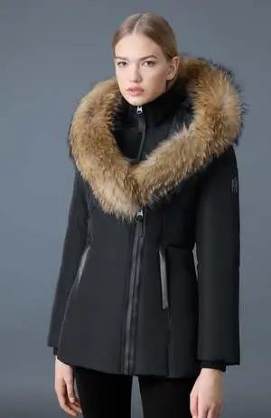 Mackage Adali Down Coat With Fur Collar - Wine