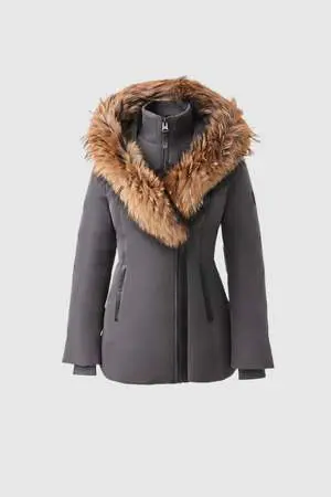 Mackage Adali Down Coat With Fur Collar - Wine