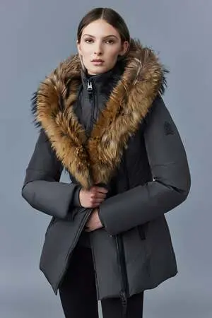 Mackage Adali Down Coat With Fur Collar - Wine