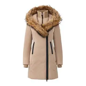 Mackage KAY-F Fitted Down Coat With Natural Fur Collar Camel