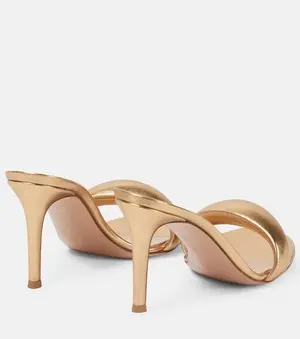 GIANVITO ROSSI Bijoux 85 Metallic Leather Mules - Gold