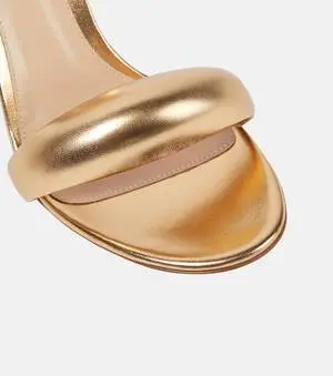GIANVITO ROSSI Bijoux 85 Metallic Leather Mules - Gold