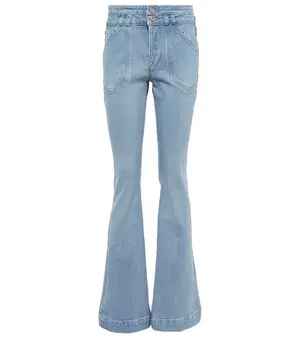 FRAME Double Button Flare High-rise Jeans
