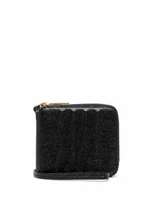 Thom Browne 4-bar Debossed Compact Wallet - Black