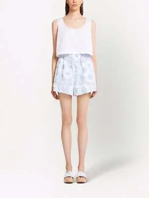 Prada Floral Embroidered Shorts - Blue