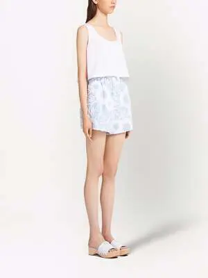 Prada Floral Embroidered Shorts - Blue