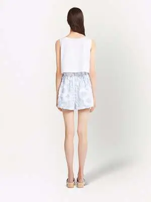 Prada Floral Embroidered Shorts - Blue