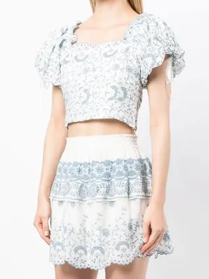 LoveShackFancy Melina Broderie-anglaise Crop Top