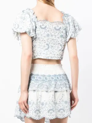 LoveShackFancy Melina Broderie-anglaise Crop Top