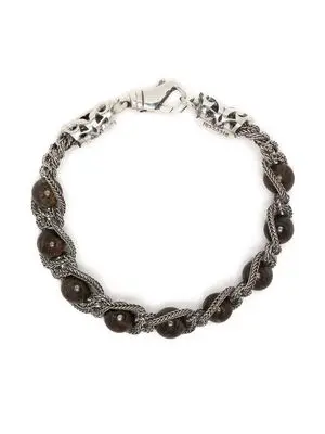Emanuele Bicocchi Tiger Eye Beaded Bracelet - Silver