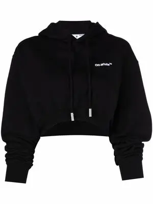 Off-White Helvetica Logo Cropped Hoodie