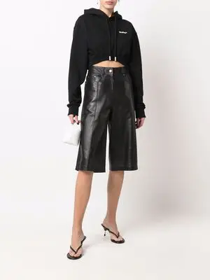 Off-White Helvetica Logo Cropped Hoodie