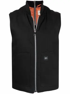 (DI)VISION Logo-patch Zip-up Gilet - Black
