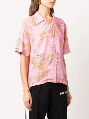 Palm Angels Leaf-print Short-sleeve Shirt