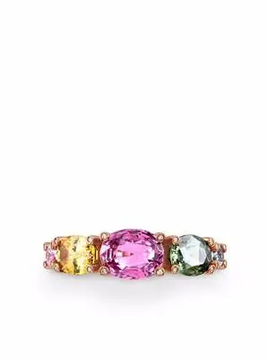 PRAGNELL 18kt Rose Gold Rainbow Sapphire Ring - Pink