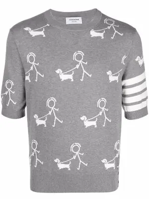 Thom Browne Mr. Thom-hector" 4-bar Knitted Jumper - Grey