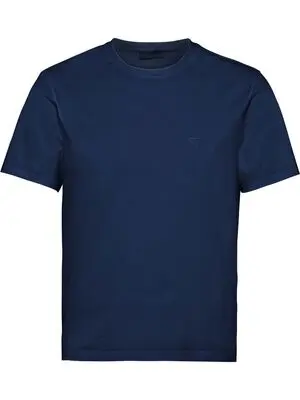 Prada Logo-embroidered Cotton T-shirt - Blue