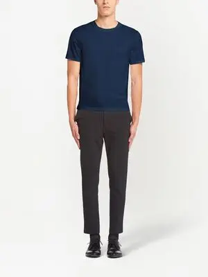 Prada Logo-embroidered Cotton T-shirt - Blue
