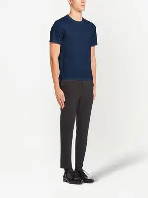Prada Logo-embroidered Cotton T-shirt - Blue