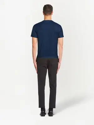 Prada Logo-embroidered Cotton T-shirt - Blue