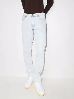Off-White Diag-stripe Print Slim Fit Jeans - Blue