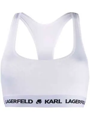Karl Lagerfeld Logo Band Sports Bra - White