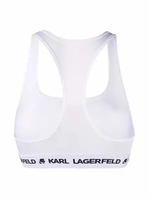 Karl Lagerfeld Logo Band Sports Bra - White