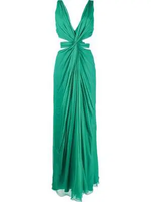 Alberta Ferretti Twist-front Silk Gown - Green