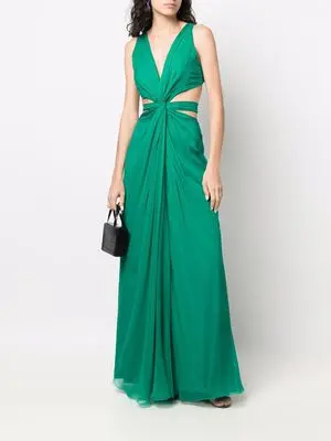 Alberta Ferretti Twist-front Silk Gown