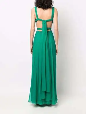 Alberta Ferretti Twist-front Silk Gown