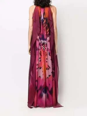 Alberta Ferretti Graphic Print Silk Gown