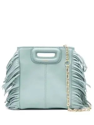 Maje Frayed-edge Leather Tote Blue