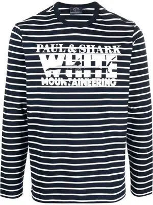 Paul & Shark Logo-print Striped T-shirt - Blue