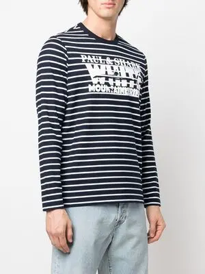 Paul & Shark Logo-print Striped T-shirt - Blue