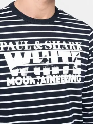 Paul & Shark Logo-print Striped T-shirt - Blue