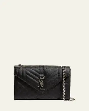 Saint Laurent Envelope Triquilt Shoulder Bag - Black