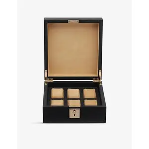 Smythson Panama Lockable Leather Watch Box - Black
