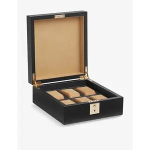 Smythson Panama Lockable Leather Watch Box - Black