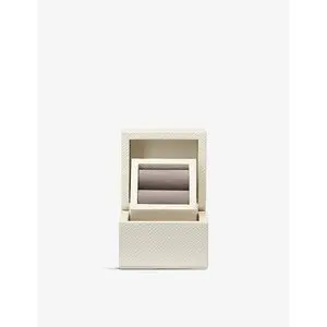 Smythson Panama Crossgrain Leather Ring Box - Chalk